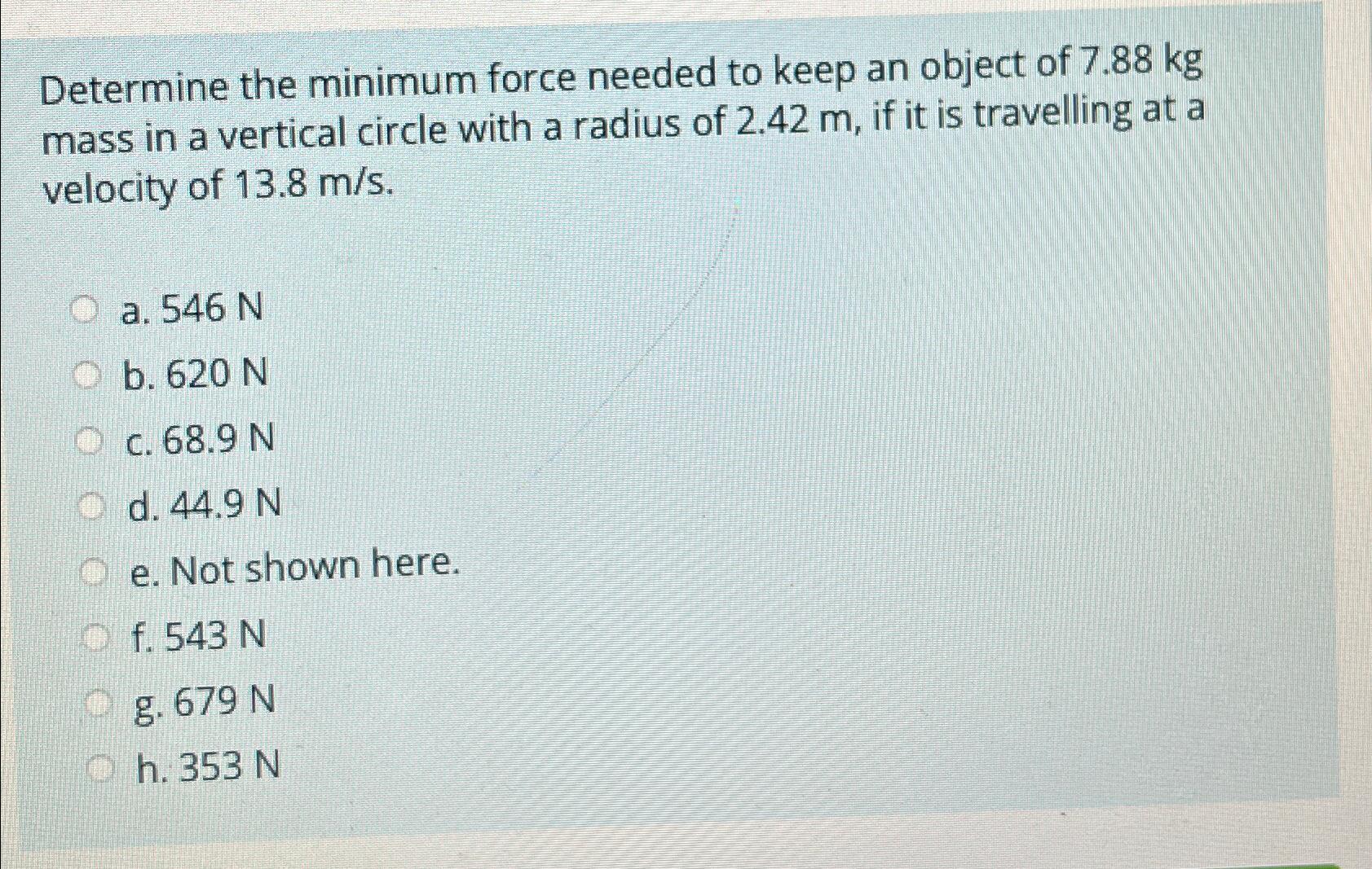 Solved Determine The Minimum Force Needed To Keep An Object