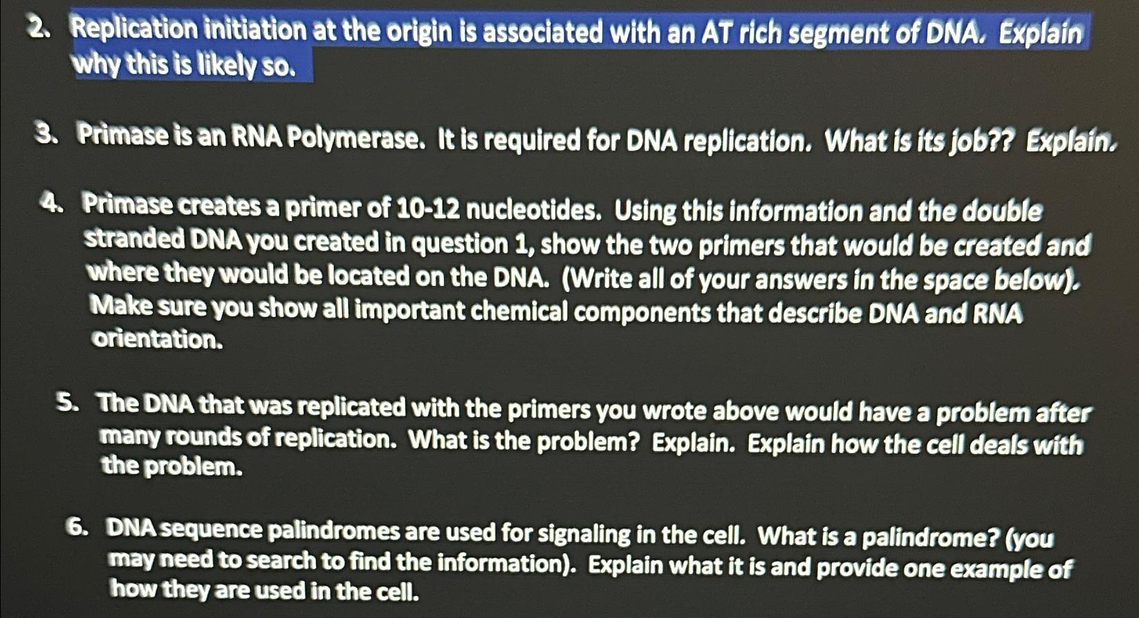 Solved Replication initiation at the origin is associated | Chegg.com