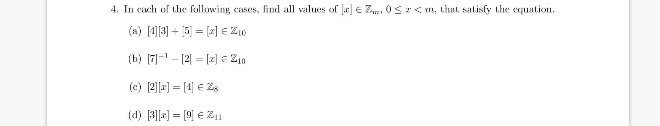 Solved In each of the following cases, find all values of | Chegg.com