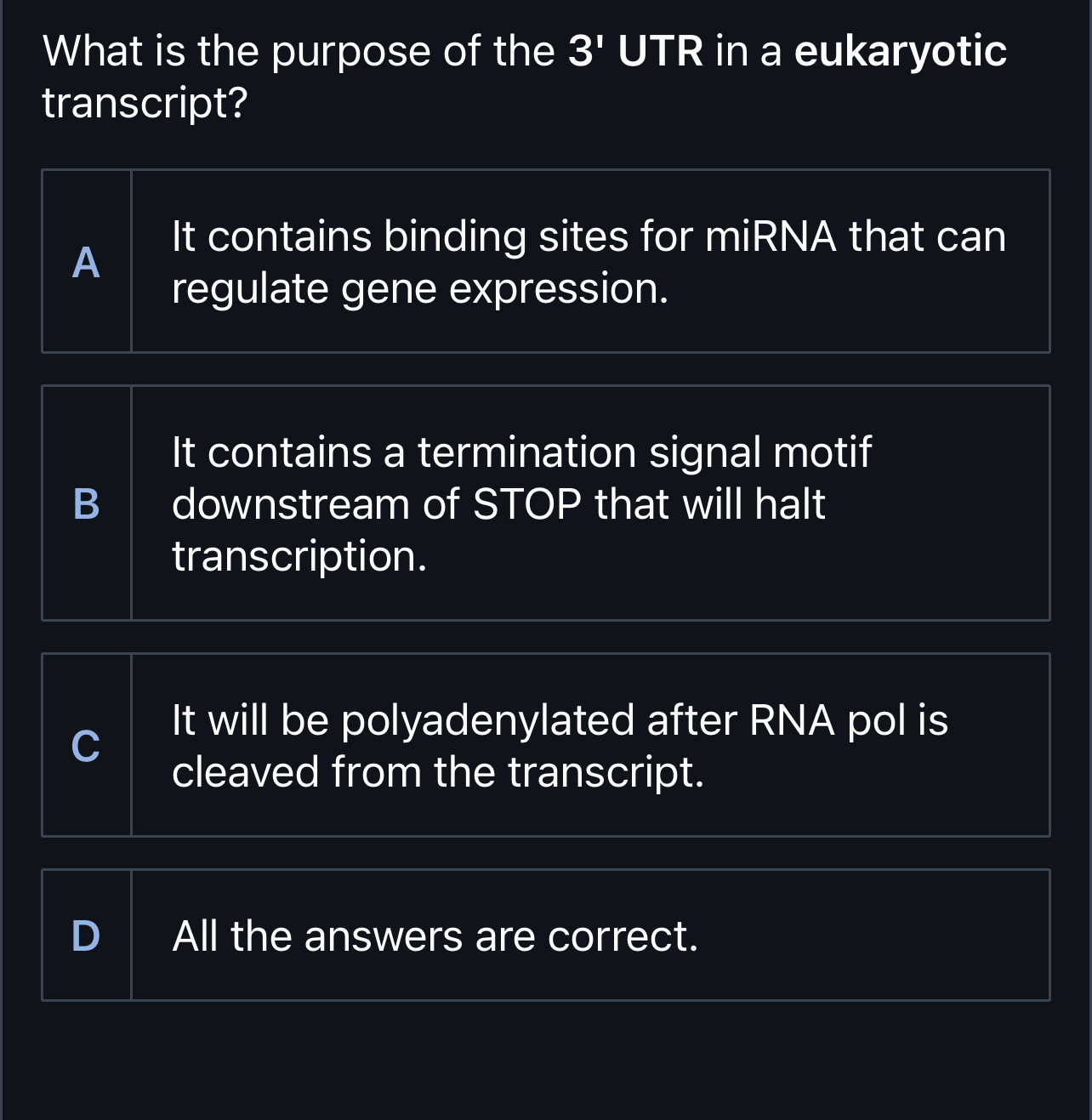 Solved What is the purpose of the 3' ﻿UTR in a eukaryotic | Chegg.com