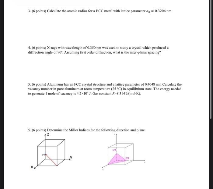 Solved 3. (6 points) Calculate the atomic radius for a BCC | Chegg.com Solved 3. (6 points) Calculate the atomic radius for a BCC | Chegg.com