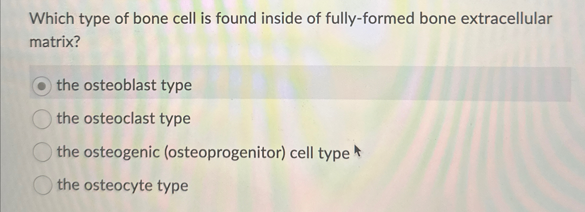 Solved Which type of bone cell is found inside of | Chegg.com