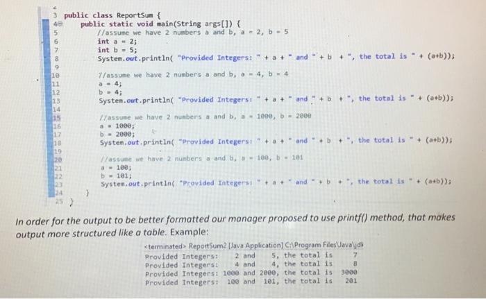 Solved NNNNGOWNPOOWN 2 3 public class ReportSum { public | Chegg.com