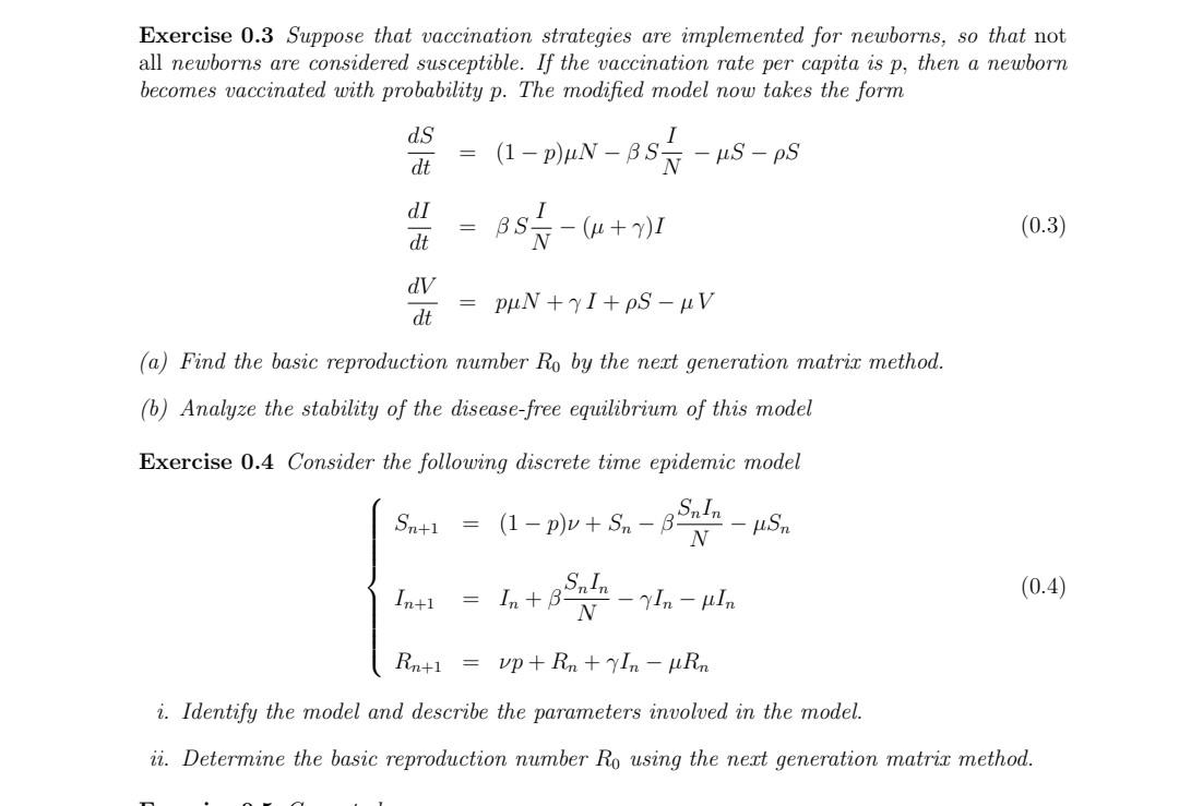 Solved Exercise 0.3 Suppose that vaccination strategies are | Chegg.com