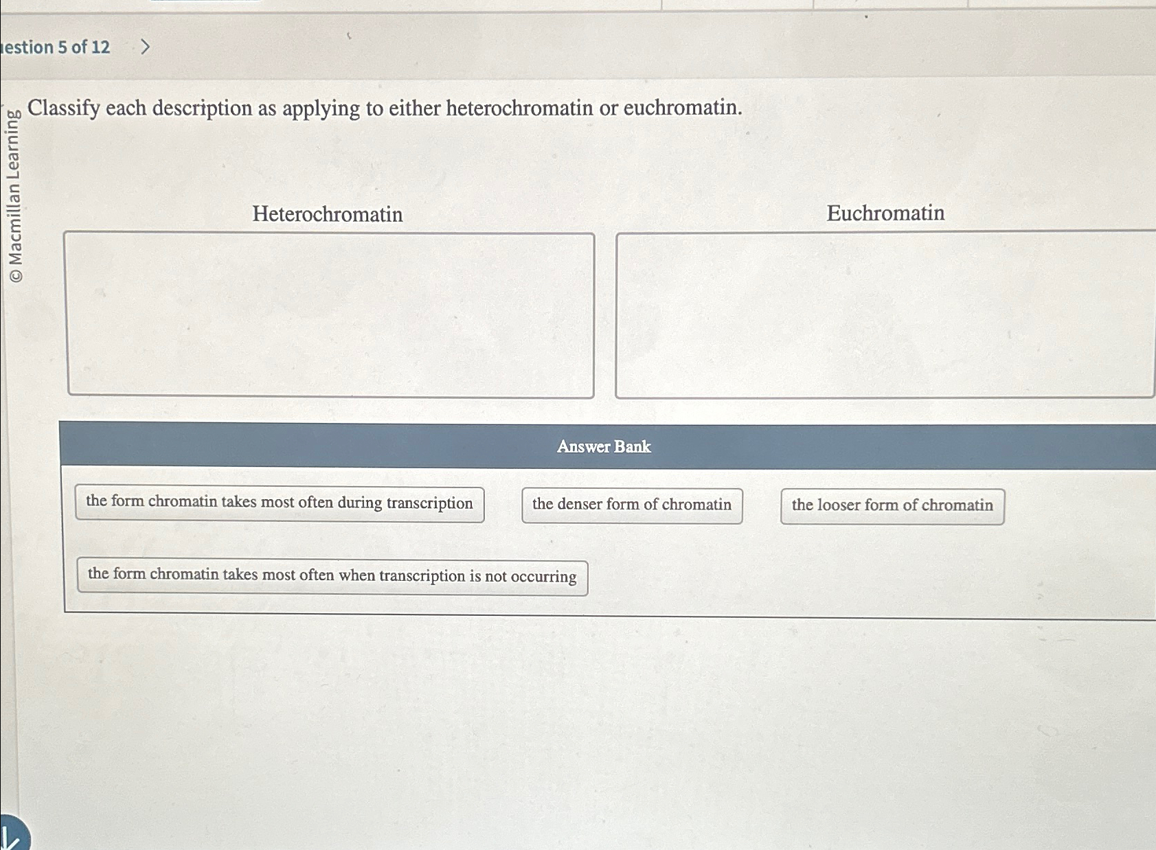 Solved lestion 5 ﻿of 12Classify each description as applying | Chegg.com