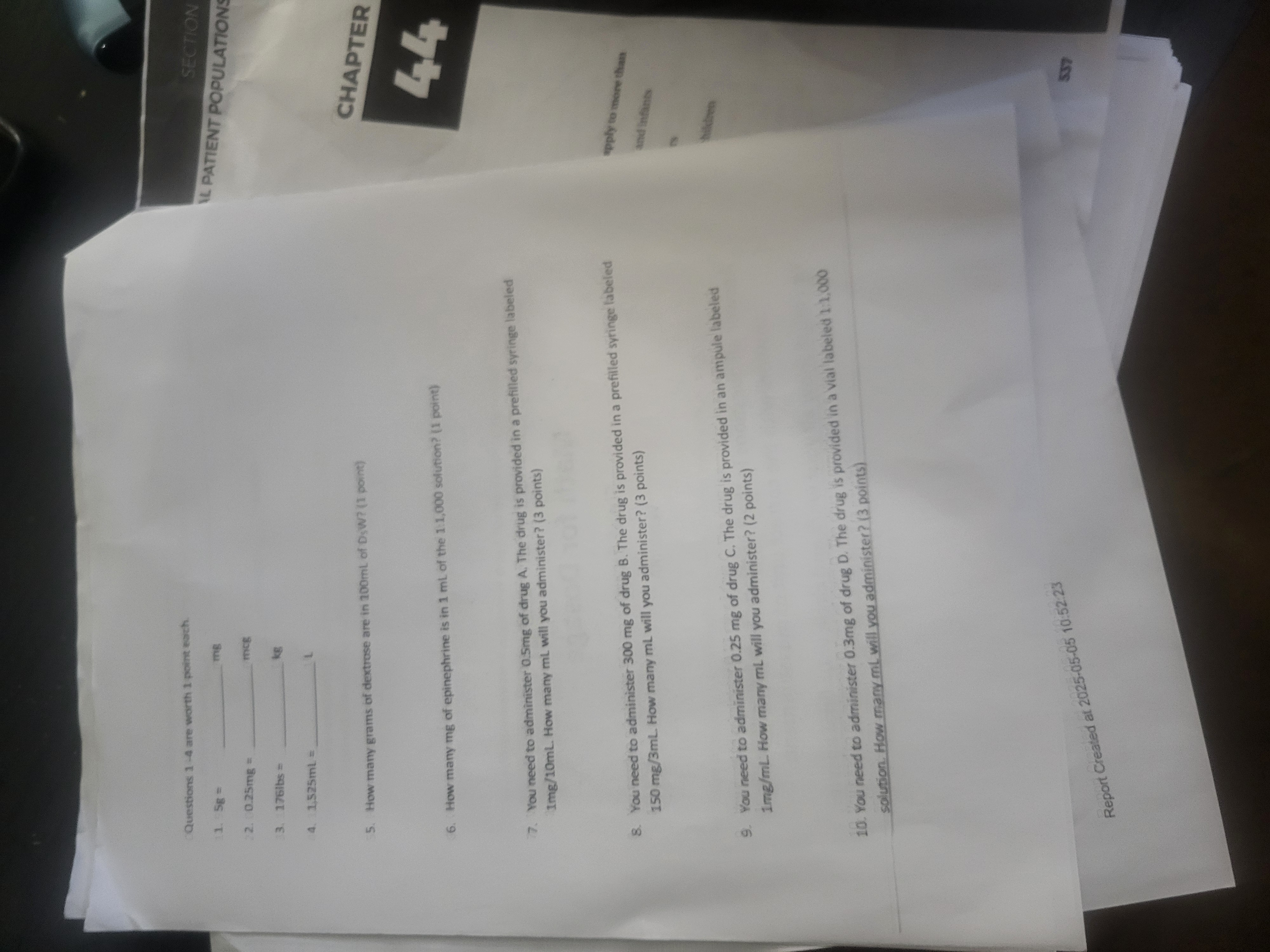 Solved Questions 1-4 ﻿are worth 1 ﻿point each. 5g= ﻿pi5 0.25 | Chegg.com