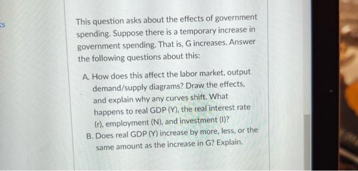Solved This question asks about the effects of government | Chegg.com