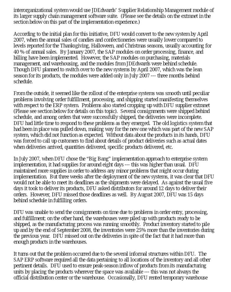 Solved ENTERPRISE SYSTEM IMPLEMENTATION CHALLENGES AT | Chegg.com