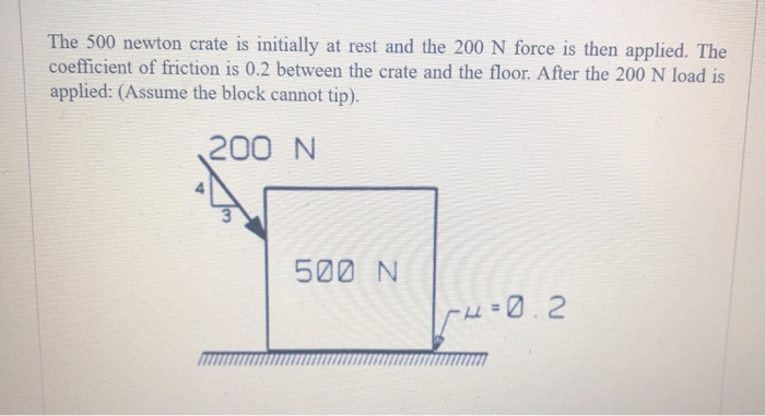 The 500 newton crate is initially at rest and the 200 | Chegg.com
