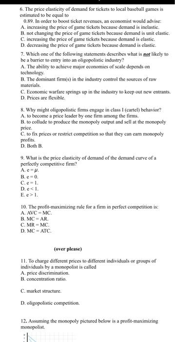 Solved 1. When quantity demanded increases in response to a | Chegg.com