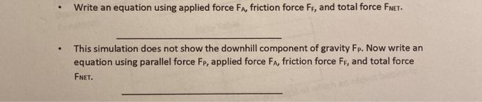 Write an equation using applied force FA, friction | Chegg.com