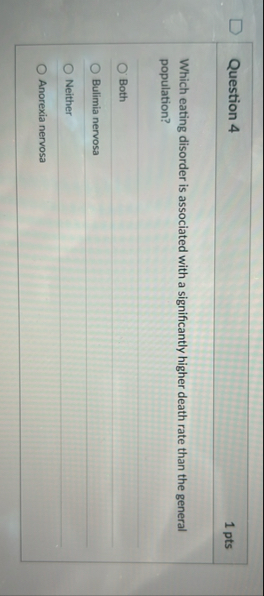 Solved Question 41 ﻿ptsWhich eating disorder is associated | Chegg.com