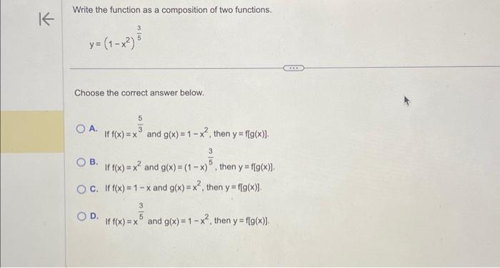 Solved Write the function as a composition of two functions. | Chegg.com
