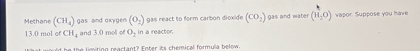 Solved Methane (CH4) ﻿gas and oxygen (O2) ﻿gas react to form | Chegg.com