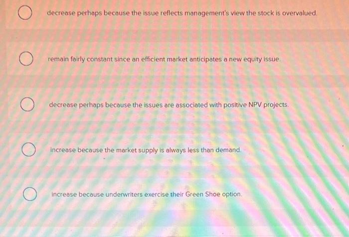 Solved Empirical evidence suggests that upon announcement of | Chegg.com