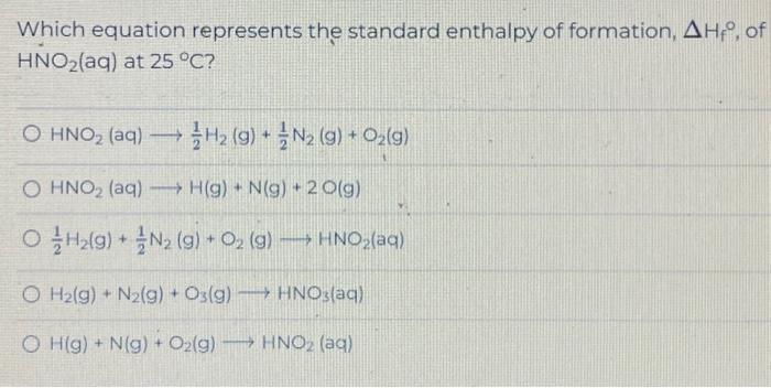 Solved Which equation represents the standard enthalpy of | Chegg.com