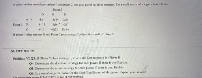 Solved If player 1 plays strategy B and Player 2 plays | Chegg.com