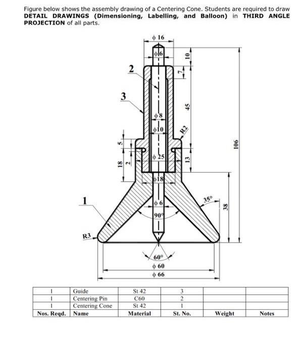 Solved Figure below shows the assembly drawing of a | Chegg.com