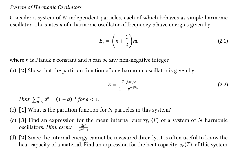 Solved System of Harmonic OscillatorsConsider a system of N | Chegg.com