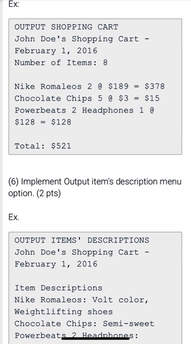 Show me the Online Shooping Cart program in C++ that | Chegg.com