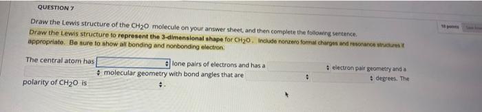 Solved QUESTION Draw the Lewis structure of the CH20 | Chegg.com