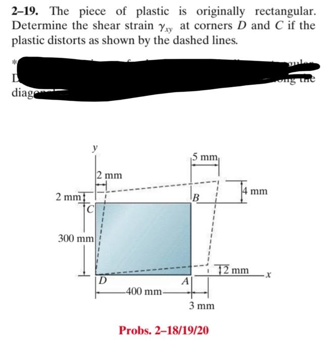Solved 2-19. The piece of plastic is originally rectangular. | Chegg.com