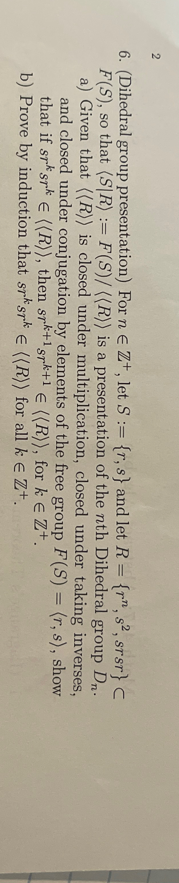 26. (Dihedral group presentation) ﻿For ninZ+, ﻿let | Chegg.com