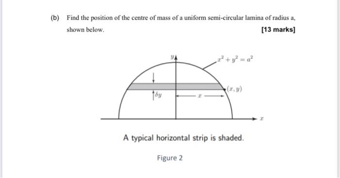 Solved (b) Find the position of the centre of mass of a | Chegg.com
