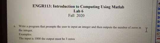 Solved Engr113 Introduction To Computing Using Matlab Lab 6 