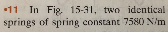 Solved 11 In Fig. 15-31, two identical springs of spring | Chegg.com