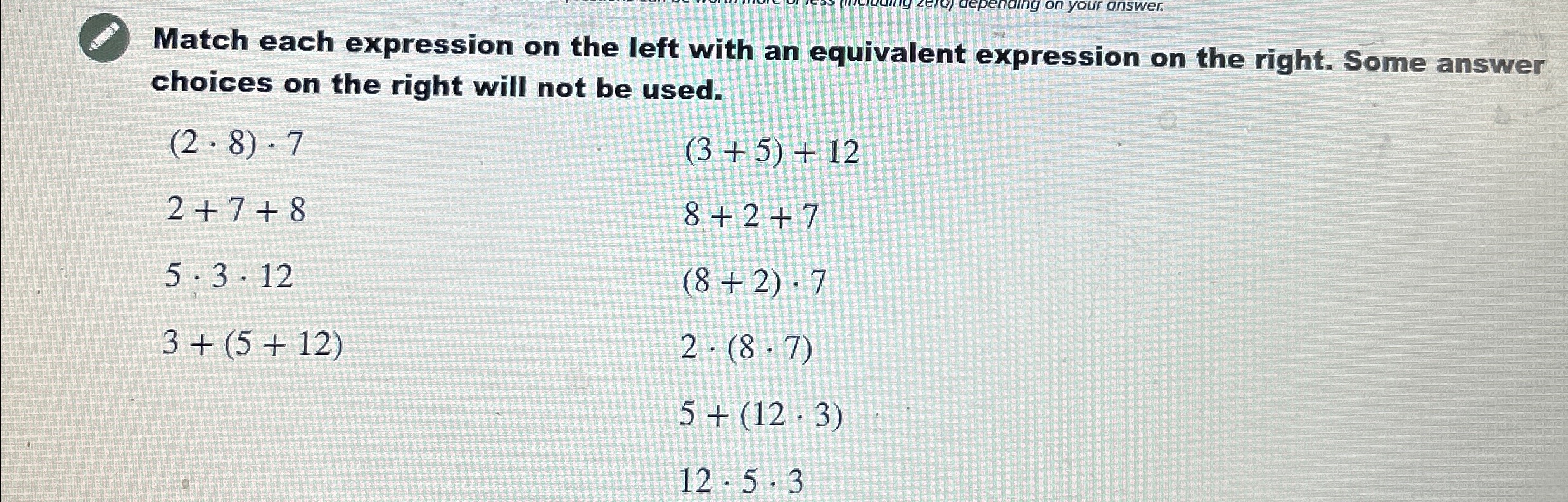 Solved Match each expression on the left with an equivalent | Chegg.com