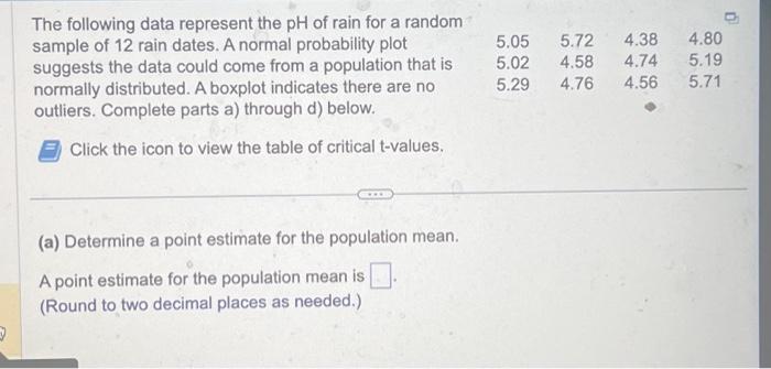 Solved Click the icon to view the table of critical | Chegg.com