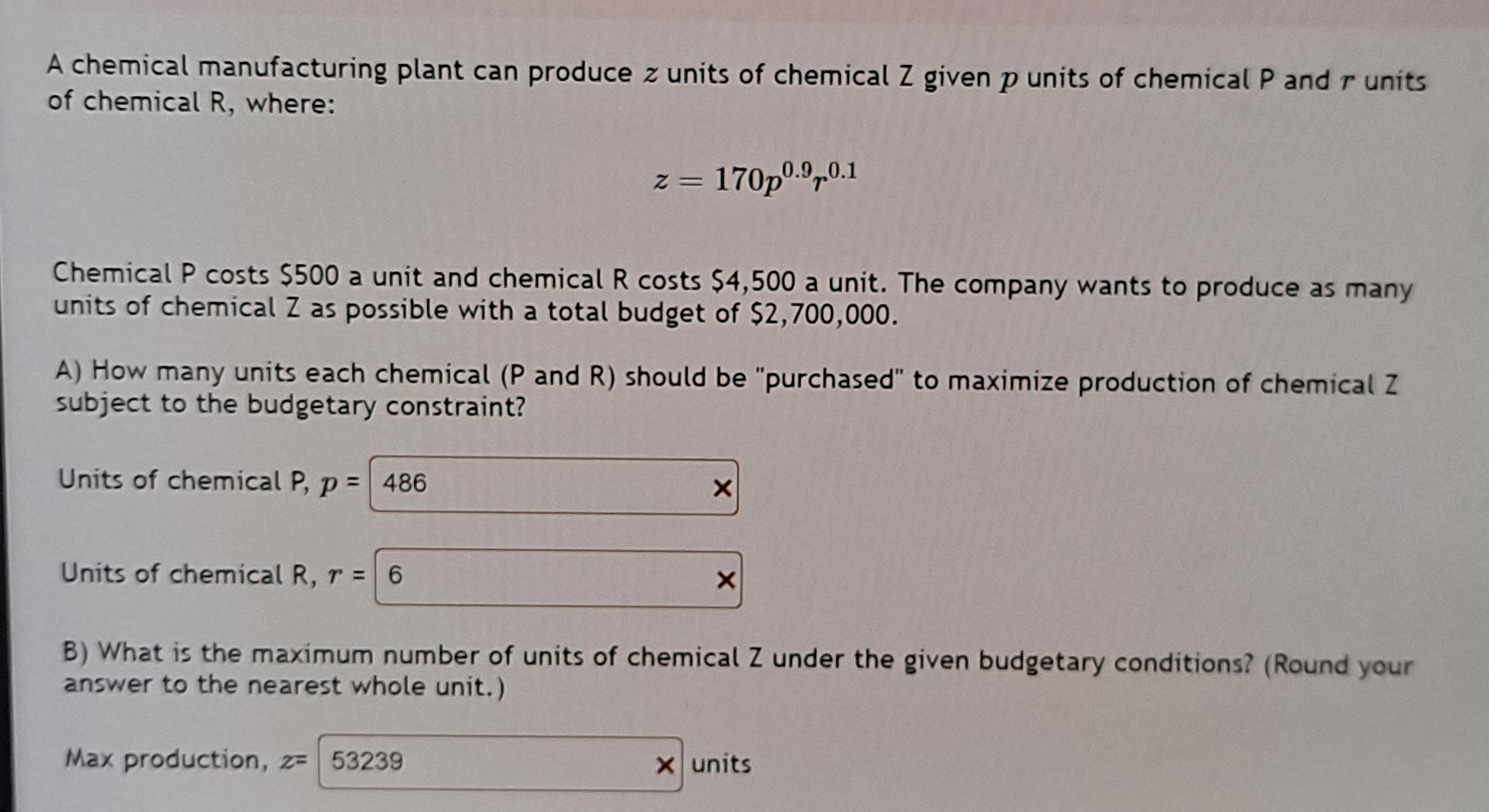 Solved A chemical manufacturing plant can produce z ﻿units | Chegg.com
