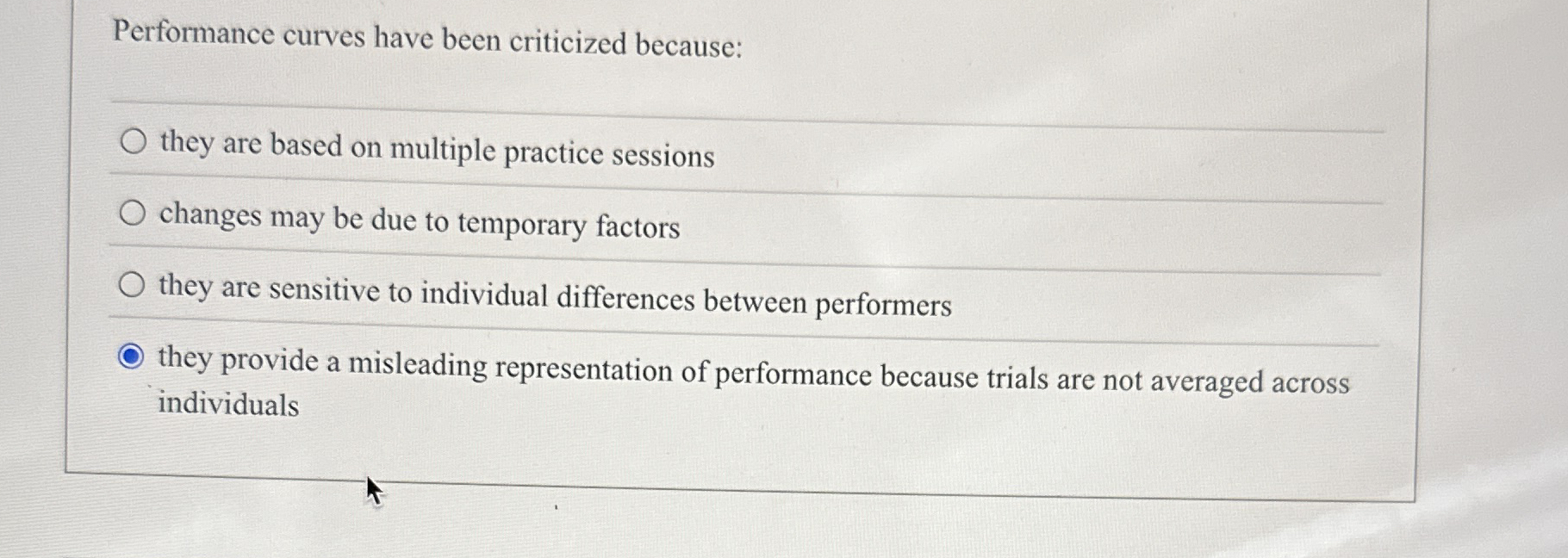 Solved Performance curves have been criticized because:they | Chegg.com