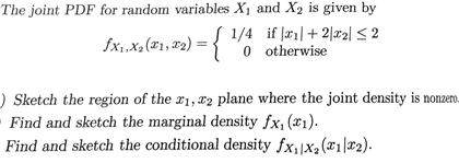 The joint PDF for random variables X1 and X2 is given | Chegg.com