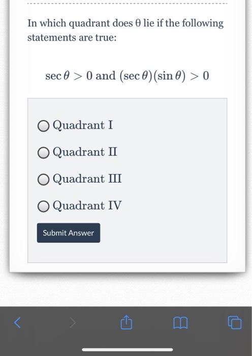 Solved In which quadrant does O lie if the following | Chegg.com