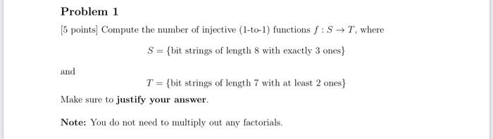 Solved Problem 1 [5 points] Compute the number of injective | Chegg.com