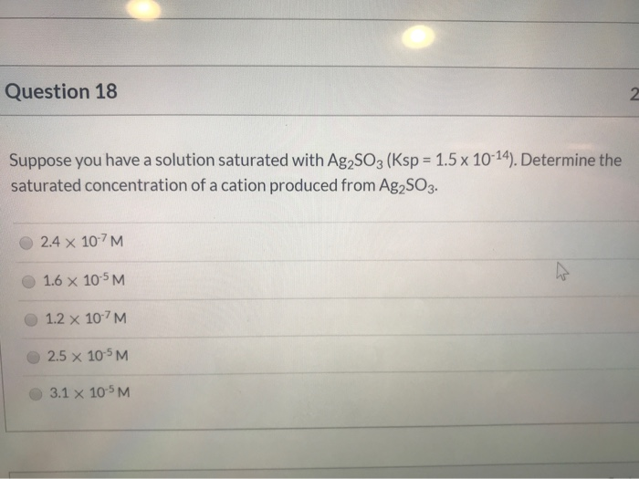 Solved Suppose you have a solution saturated with Ag2SO3 | Chegg.com