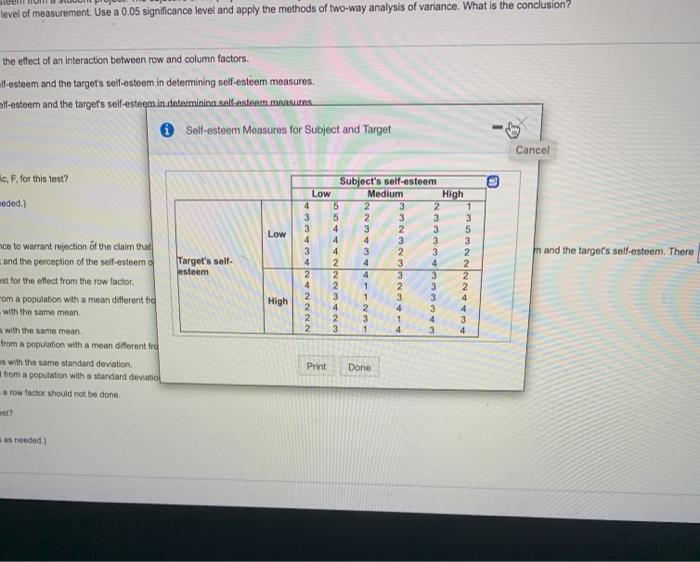 Solved level of measurement. Use a 0.05 significance level | Chegg.com