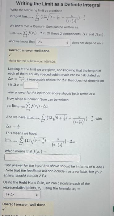 Solved Writing the Limit as a Definite Integral Write the | Chegg.com