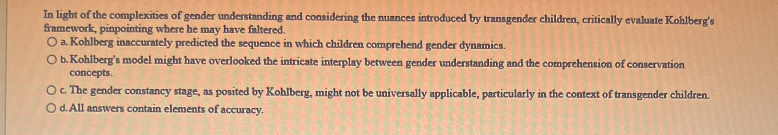 Solved In light of the complexities of gender understanding | Chegg.com