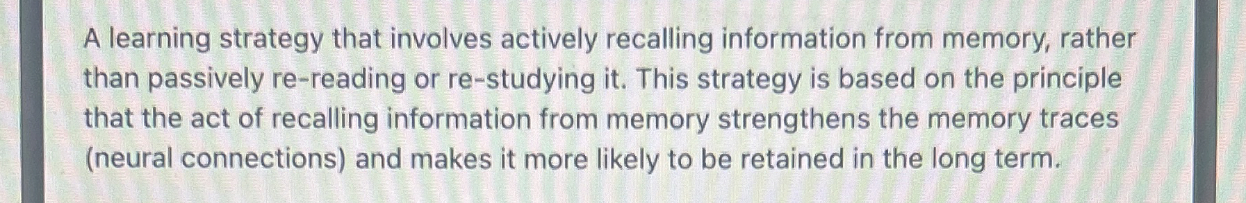A memory technique that involves reviewing and | Chegg.com