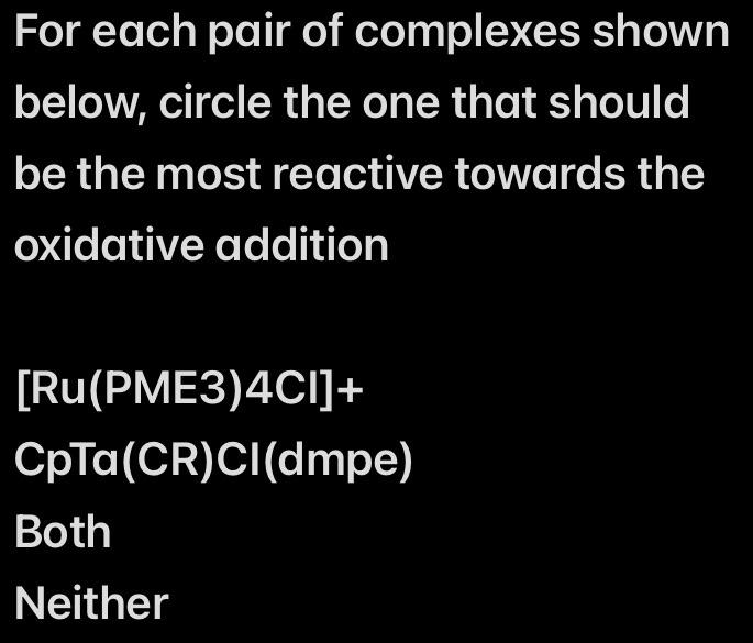 Solved For each pair of complexes shown below, circle the | Chegg.com