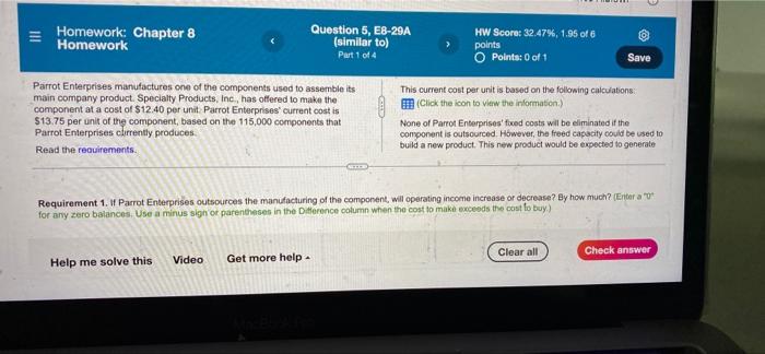 Solved Homework: Chapter 8 Homework Parrot Enterprises | Chegg.com