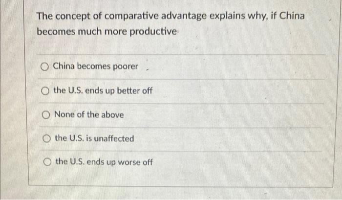Solved The concept of comparative advantage explains why, if | Chegg.com