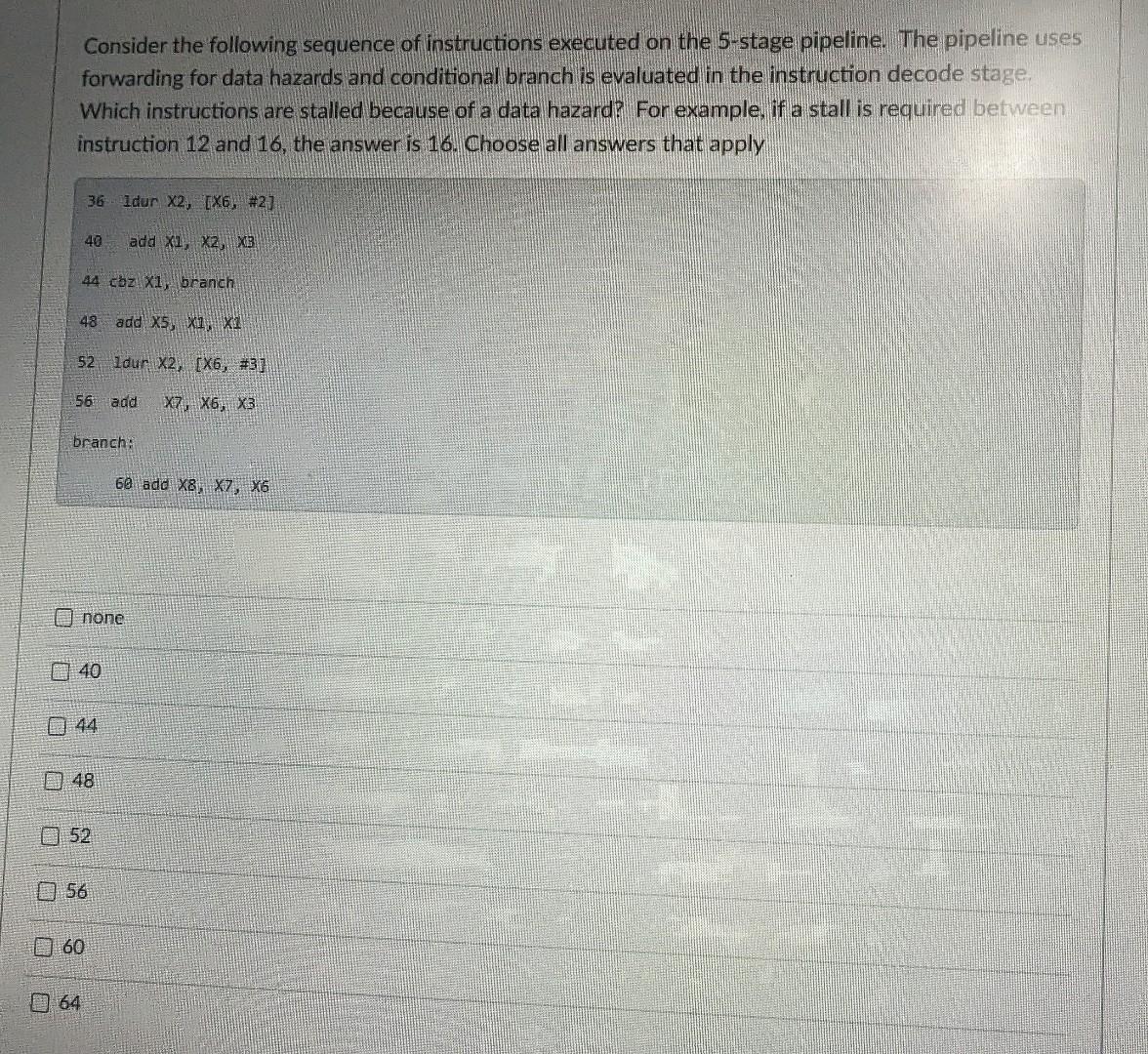 Solved Consider the following sequence of instructions | Chegg.com