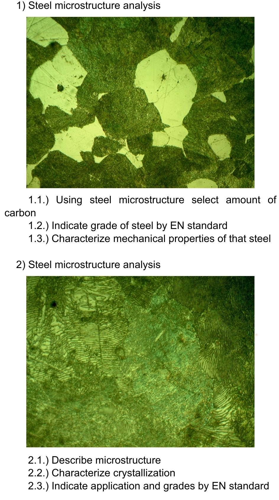 Solved 1) Steel microstructure analysis 1.1.) Using steel | Chegg.com