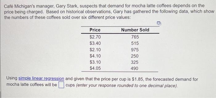 Solved Café Michigan's manager, Gary Stark, suspects that | Chegg.com
