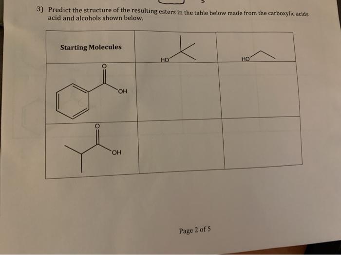 Solved 3) Predict the structure of the resulting esters in | Chegg.com