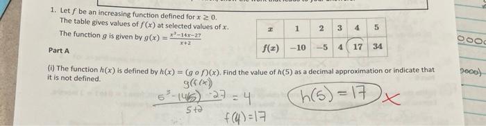 Solved 1. Let f be an increasing function defined for x≥0. | Chegg.com